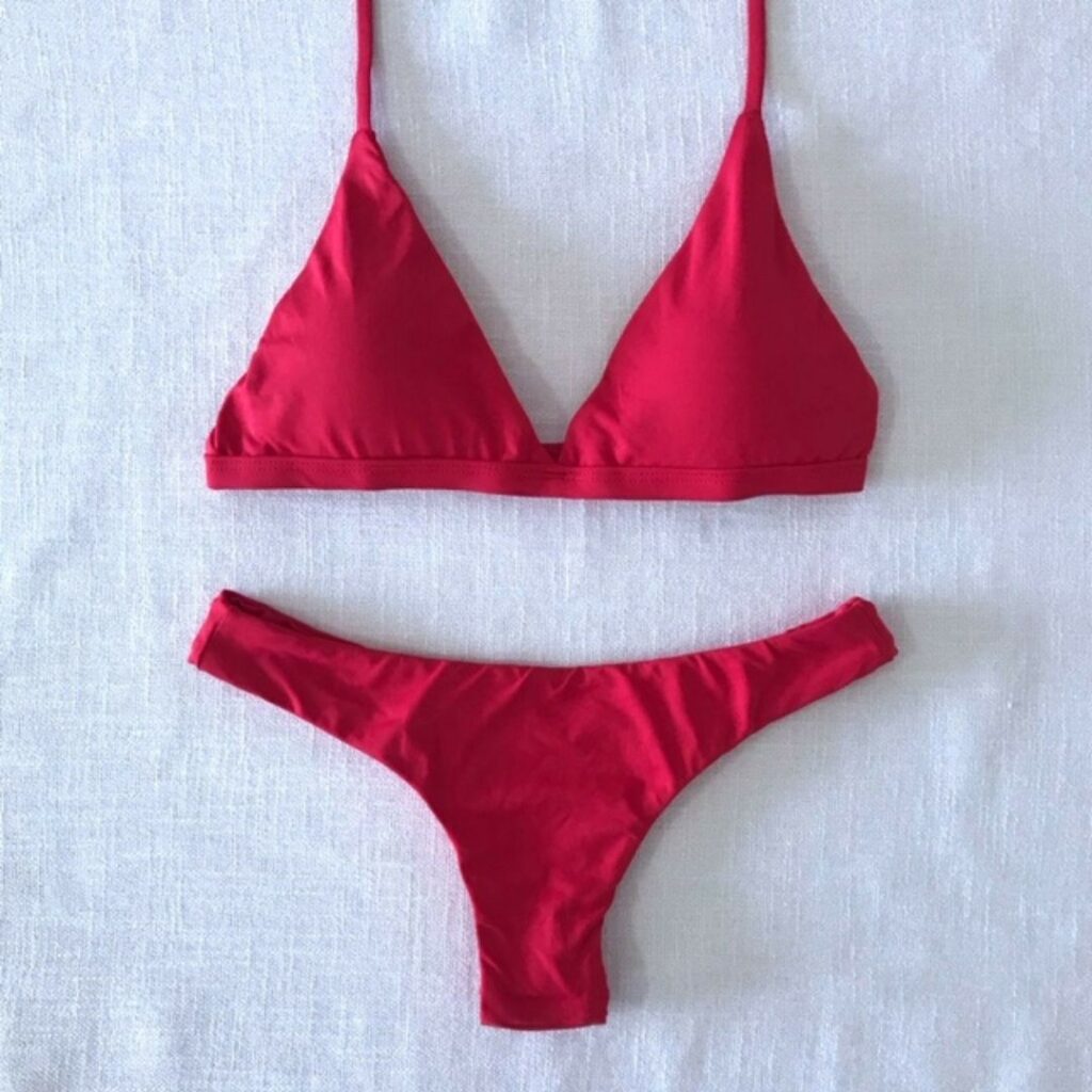 SCRUNCH BIKINI TRIANGLE RED SET TOP / BOTTOM – Bella Art